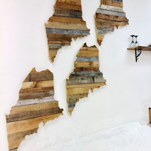 Reclaimed Barn Wood Maine State Cutout - Etsy