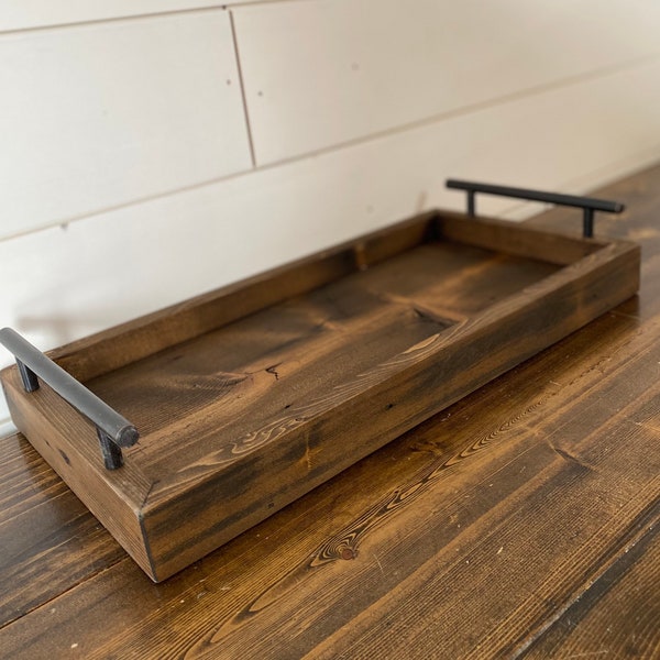 Rustic Wood Tray With Handles - Etsy