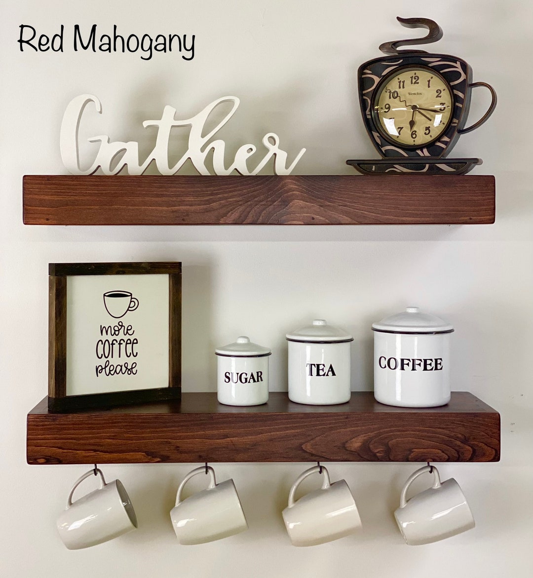 Coffee Bar Shelf Set of 2 | FREE SHIPPING | Floating Shelves With ...