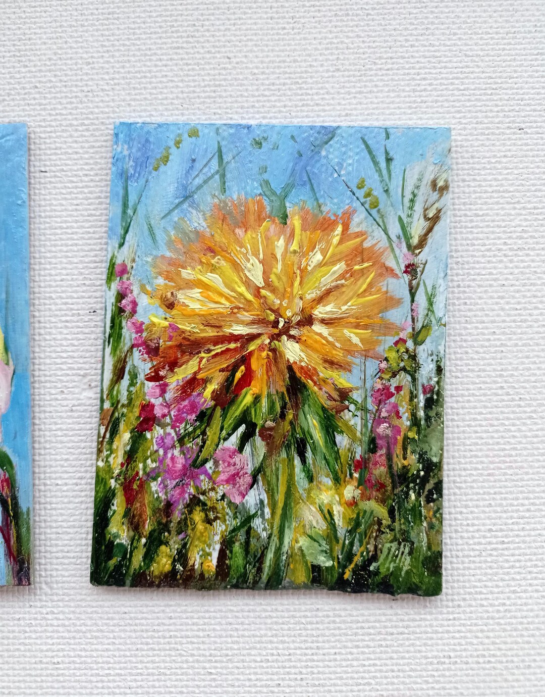 Small Impressionist Floral Oil Painting: Yellow Spring Flowers Still ...