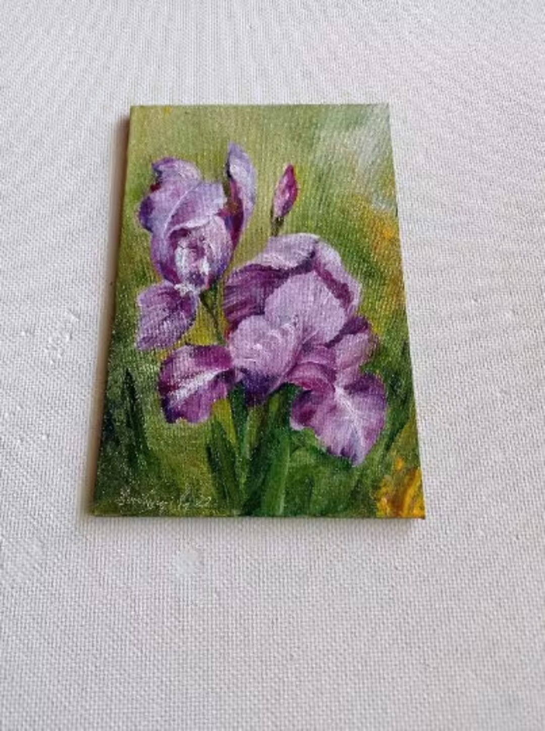 Iris Oil Painting Acrylic Small Painting ART Impressionist Original ...