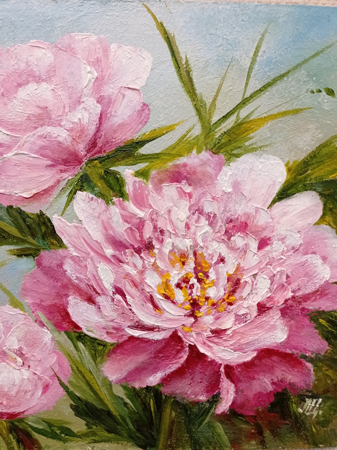Pink Peonies Impressionist Art: Floral Oil Painting (digital Download ...