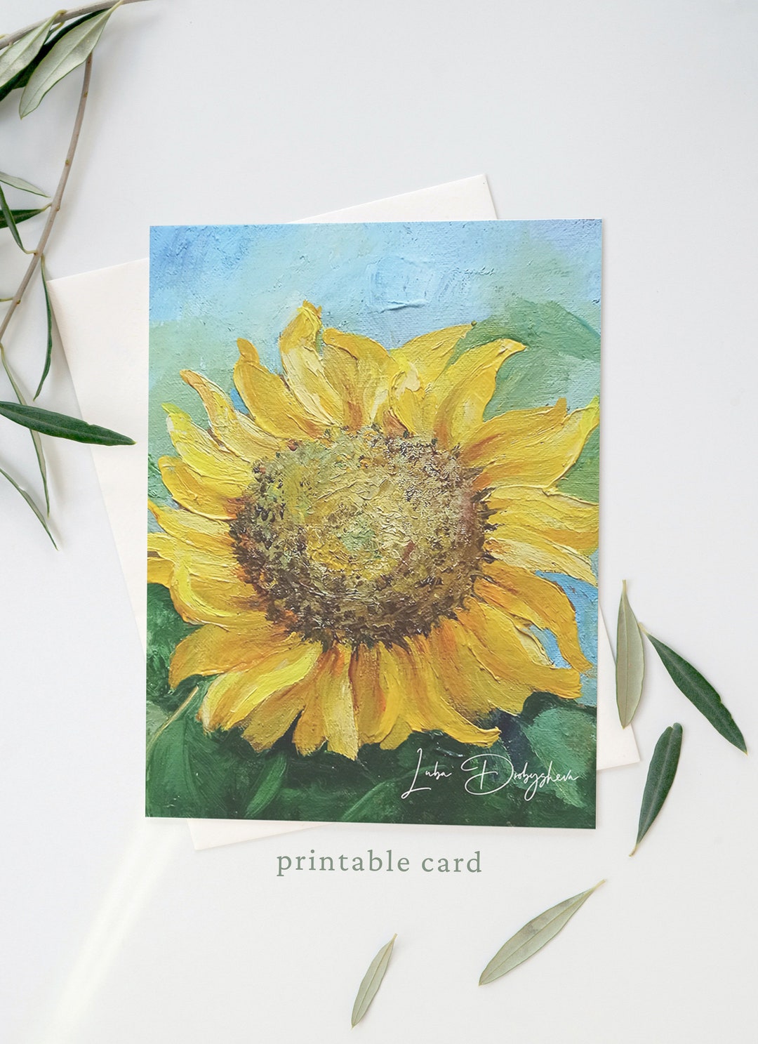 Sunflower Mother's Day Printable Card: Modern Floral Art (digital ...
