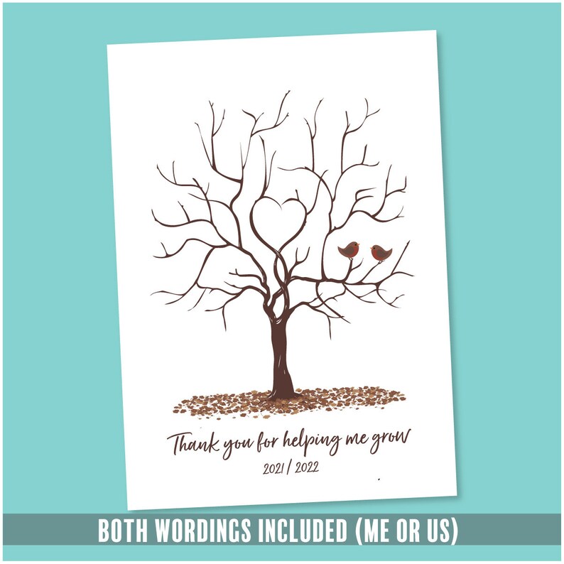 Teacher Thank You Gift Teacher Retirement Fingerprint Tree Thank You ...