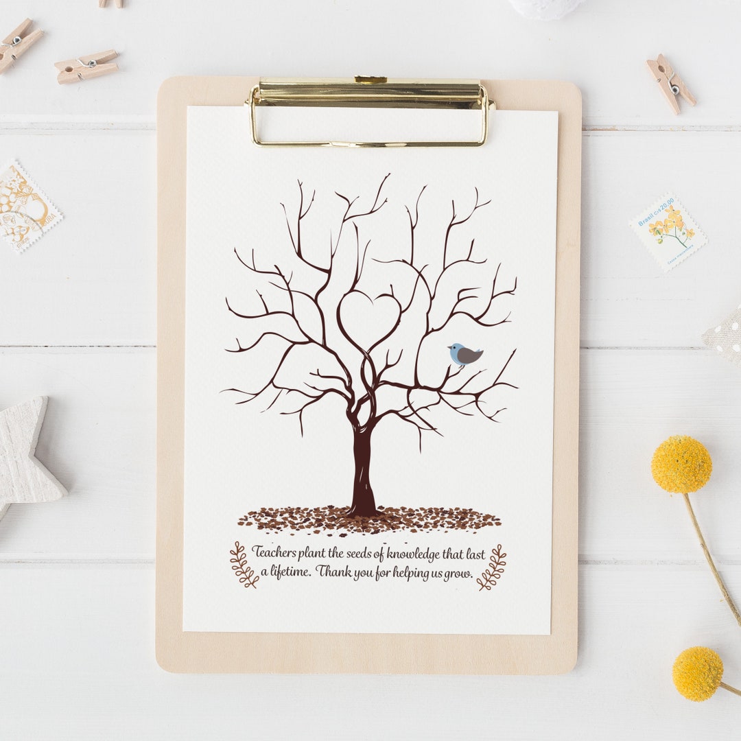 Teacher Thank You Gift | Teacher Retirement Fingerprint Tree | Thank ...