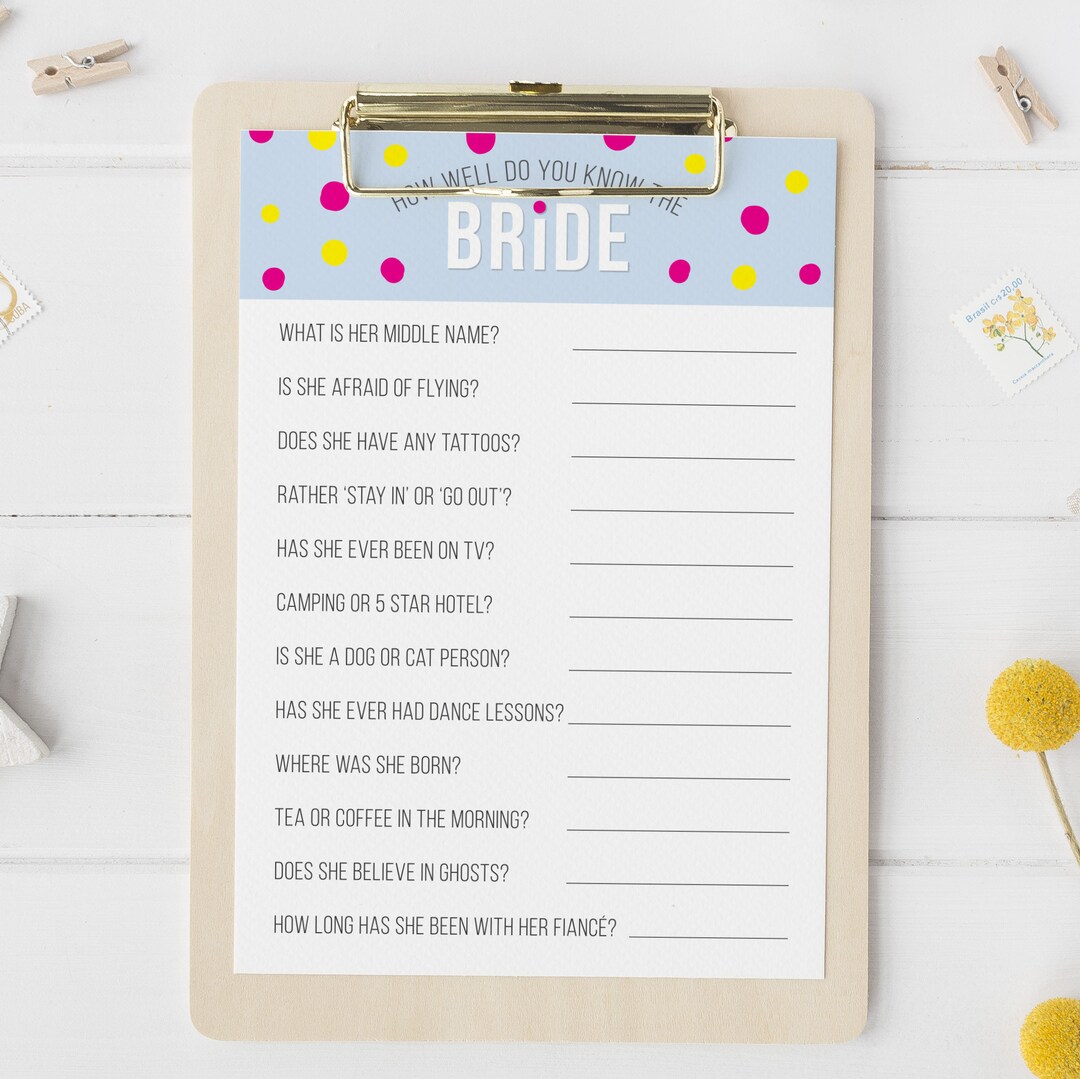 Bachelorette Hen Party Games Hen Party Quiz Printable DIGITAL FILE - Etsy
