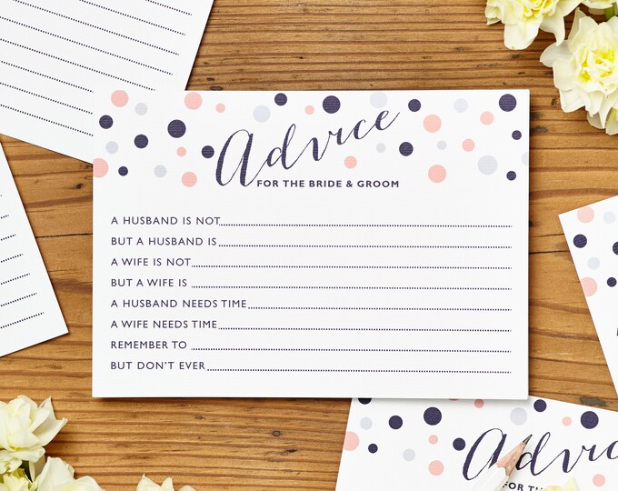 Advice for the Bride & Groom, Wedding Advice Card, Mr and Mrs Advice ...