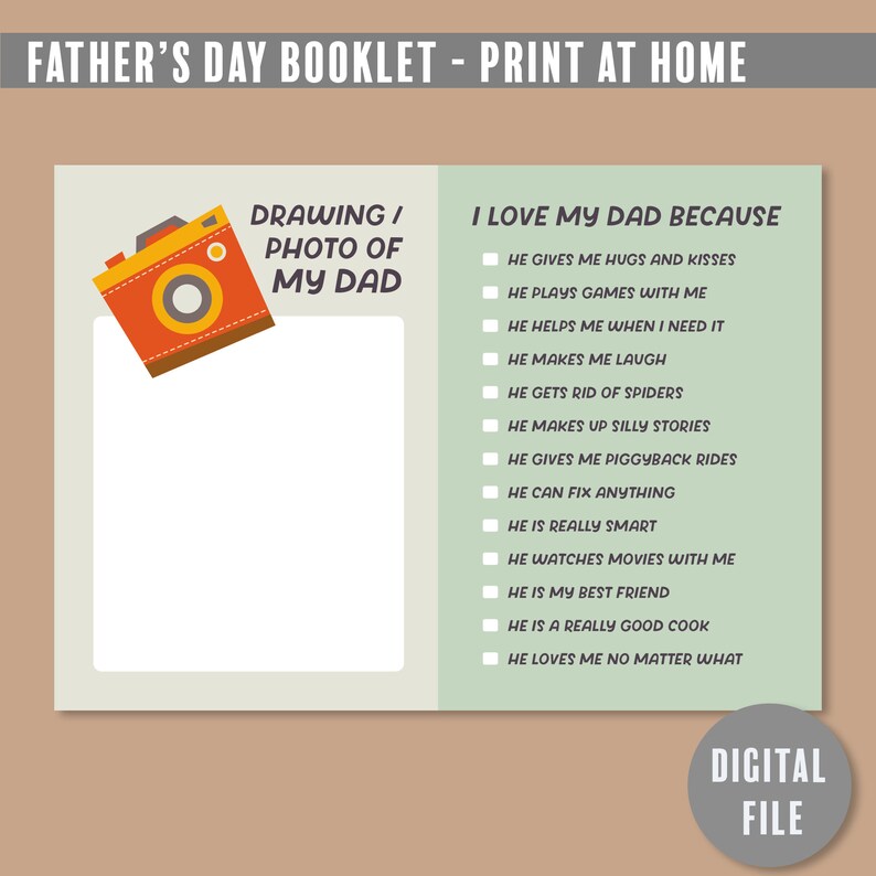 Father's Day Book Printable All About Dad Print at Home Instant ...