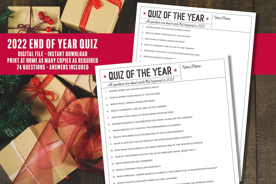 2022 End of Year Quiz Instant Download Print at Home 2022 - Etsy Australia