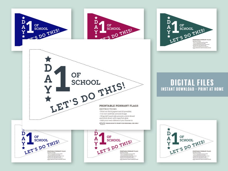 First Day at School Pennant Flags Printable Photo Prop - Etsy