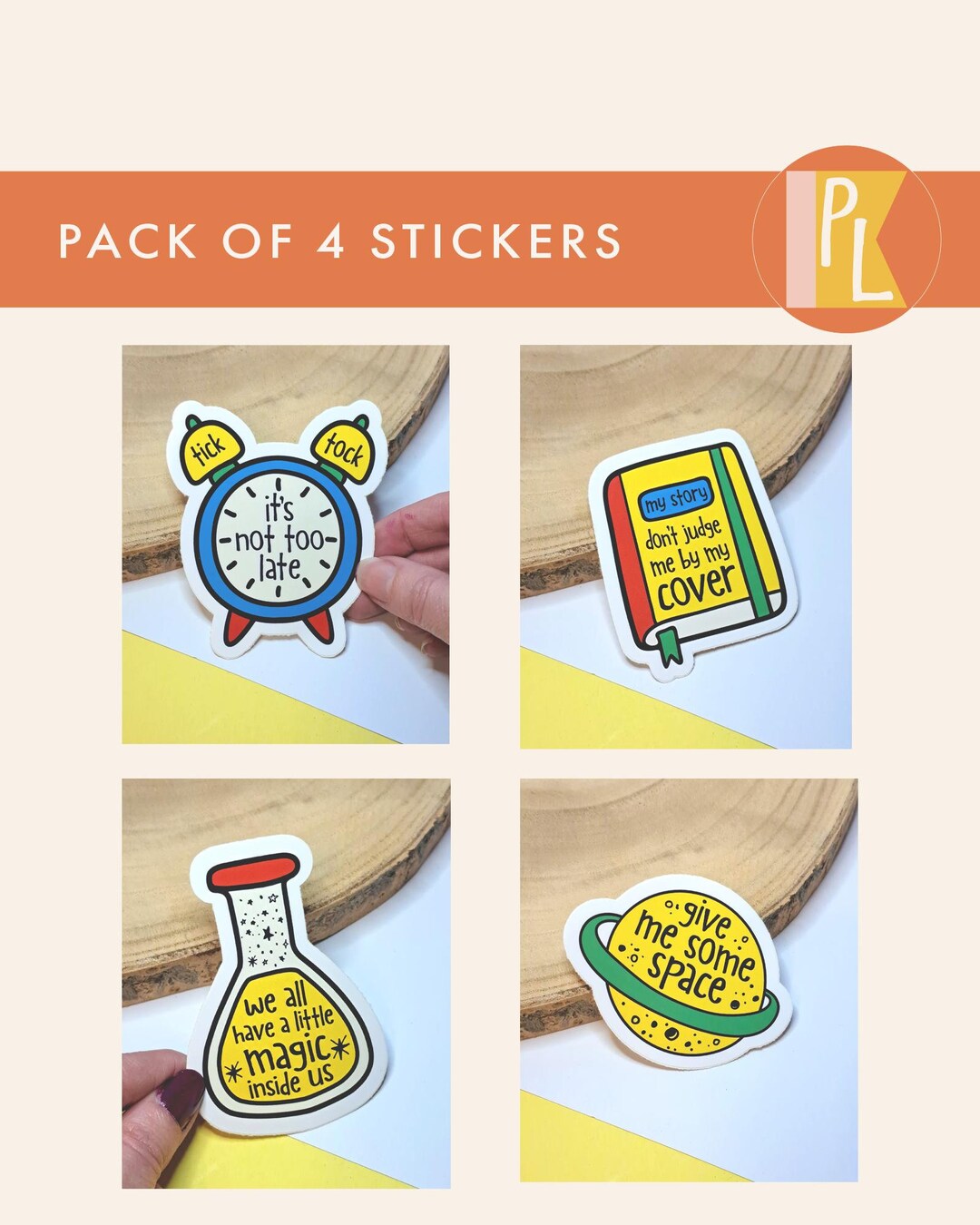 Positive Encouragement Sticker Pack - Pack of 4 Colourful Cute Vinyl ...