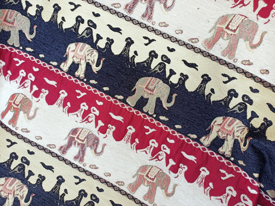 Elephant Pattern Upholstery Fabric, Bohemian Animal Print Fabric ...