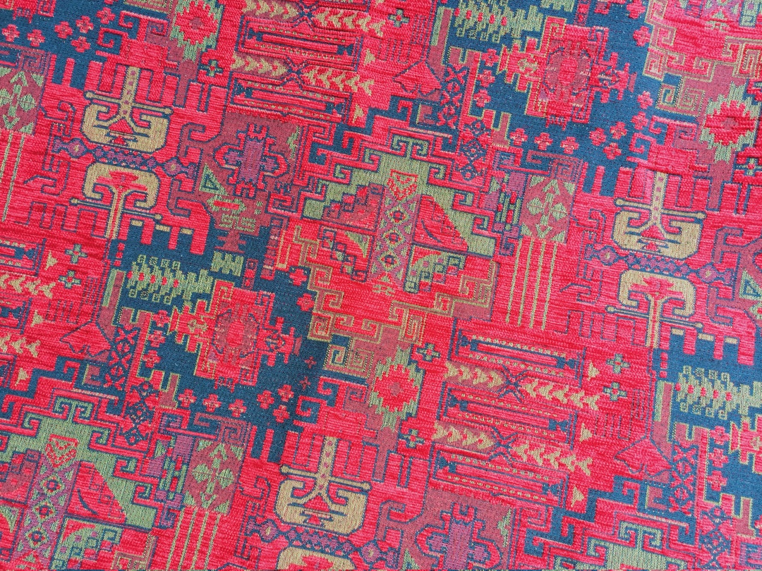 Dark Red Upholstery Fabric, Red Chenille Fabric, Red Ethnic Fabric, Red ...