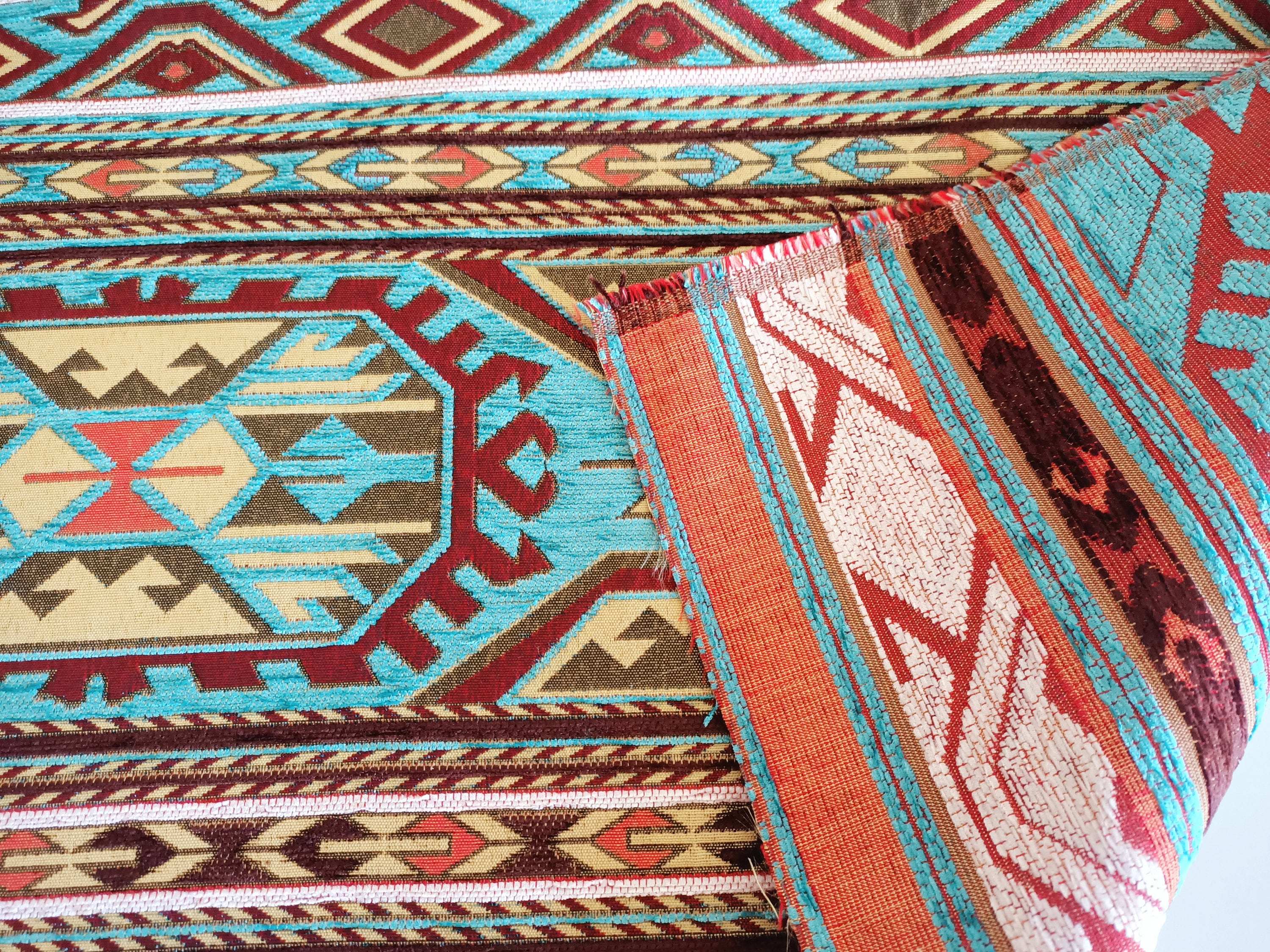Ethnic Tribal Style Chenille Upholstery Fabric, Aztec Navajo Jaquard ...