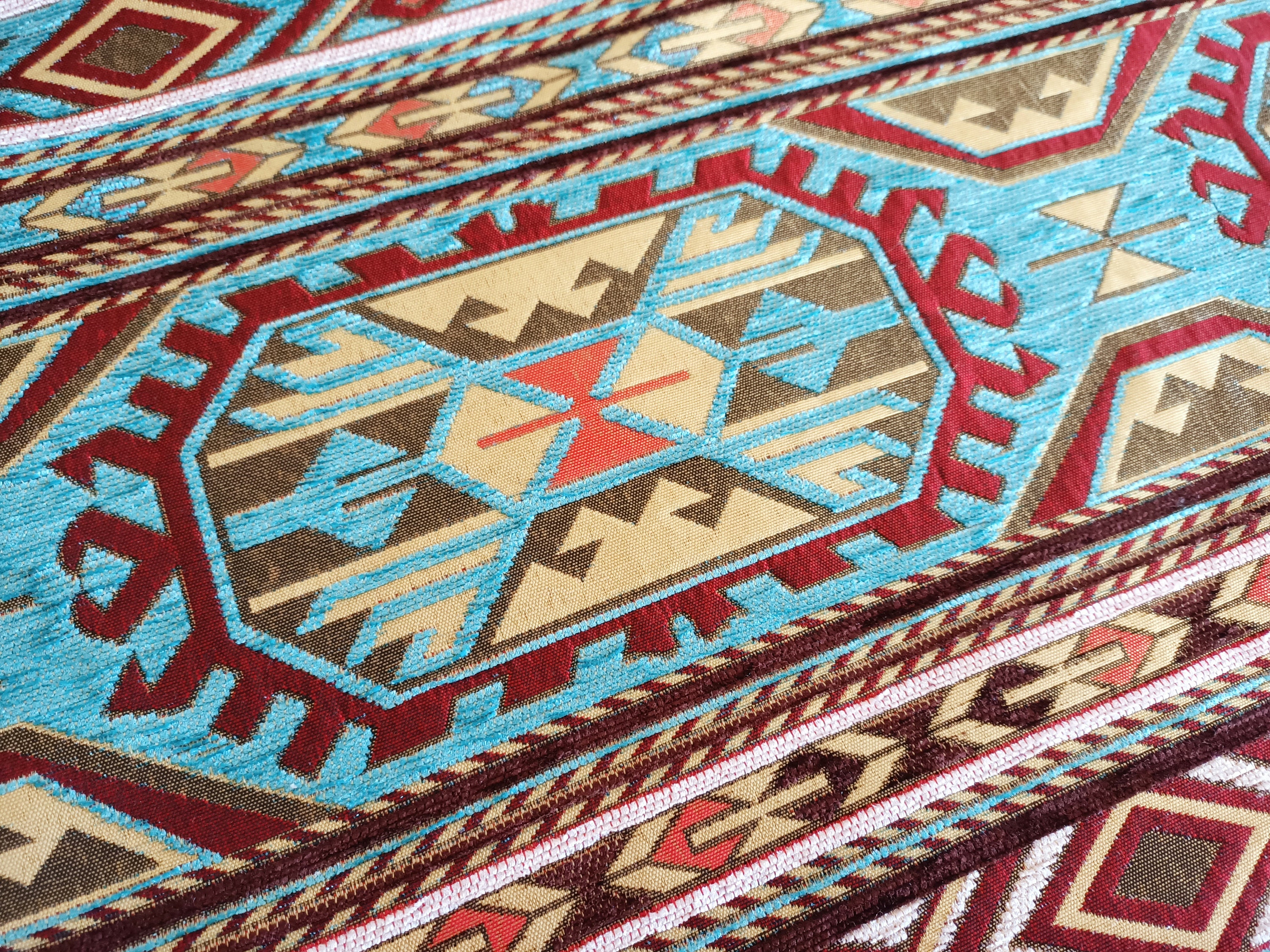 Ethnic Tribal Style Chenille Upholstery Fabric, Aztec Navajo Jaquard ...