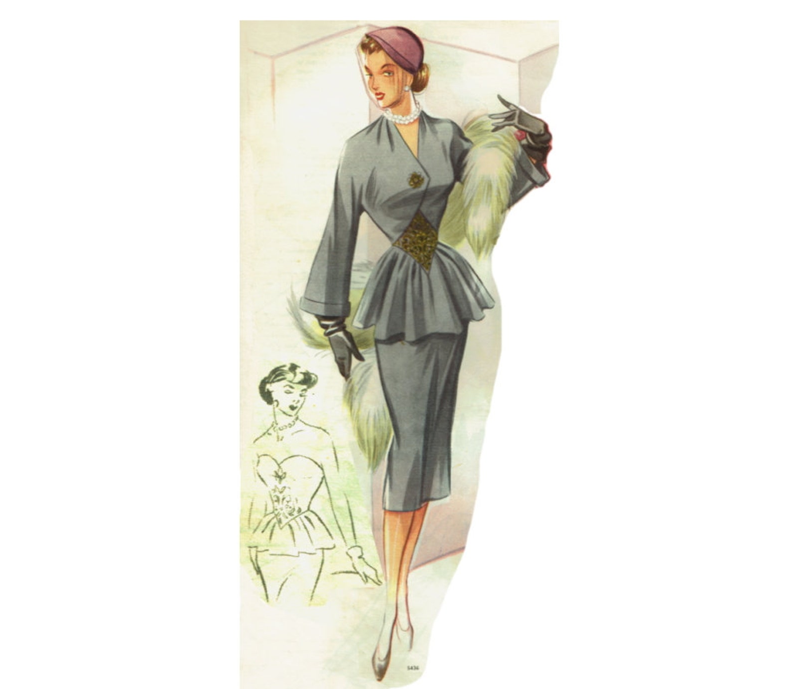 Vintage 92cm/36" Bust Size 1950s Evening Dress - Sleeveless Sweetheart ...