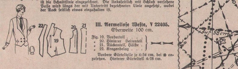 Vintage 100cm/39" Bust Size 1920s Lowered Waistline Double Breast Front ...