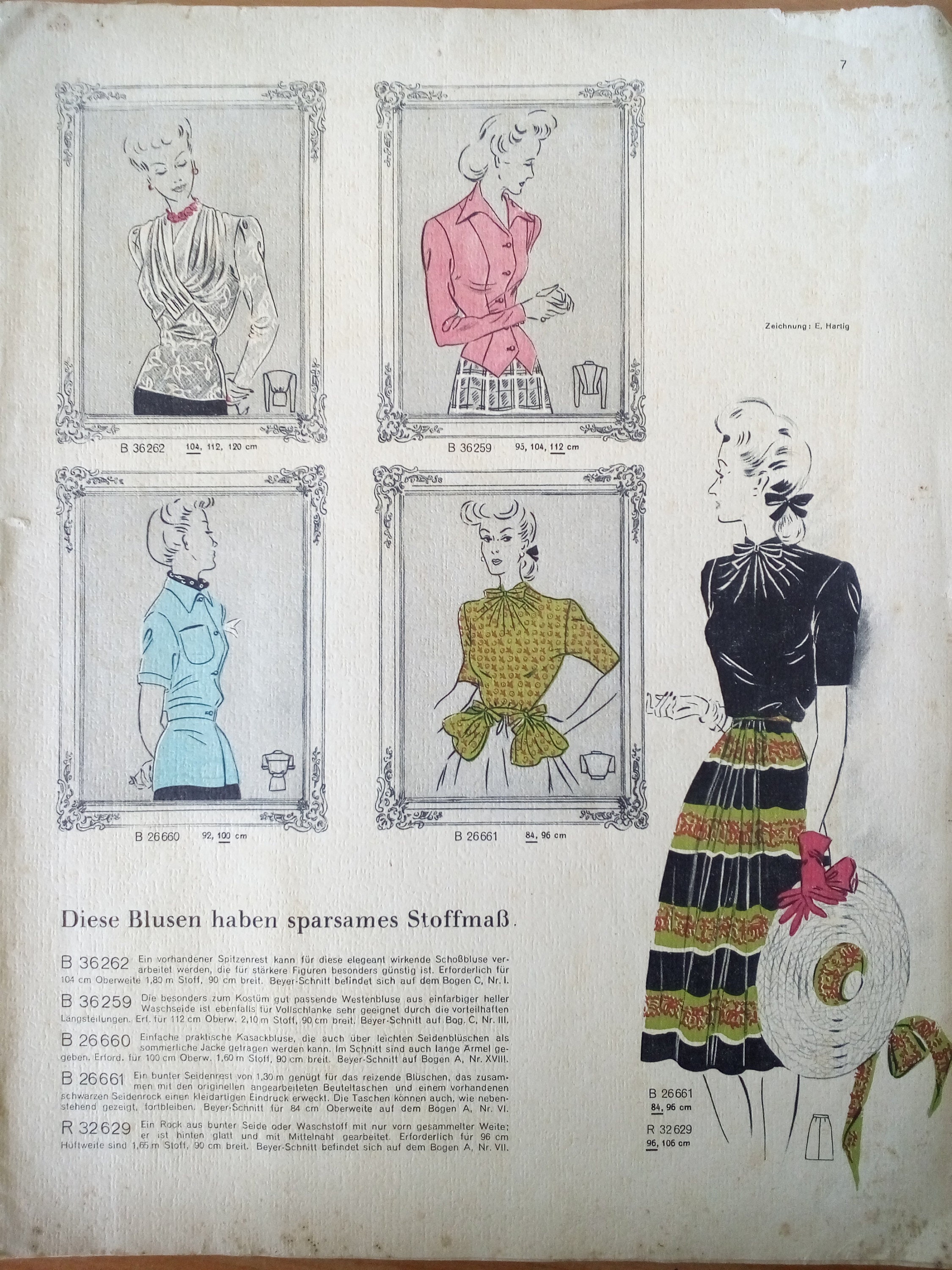 Vintage 104cm/ 41 Bust Size 1940s Blouse Sewing Pattern. - Etsy