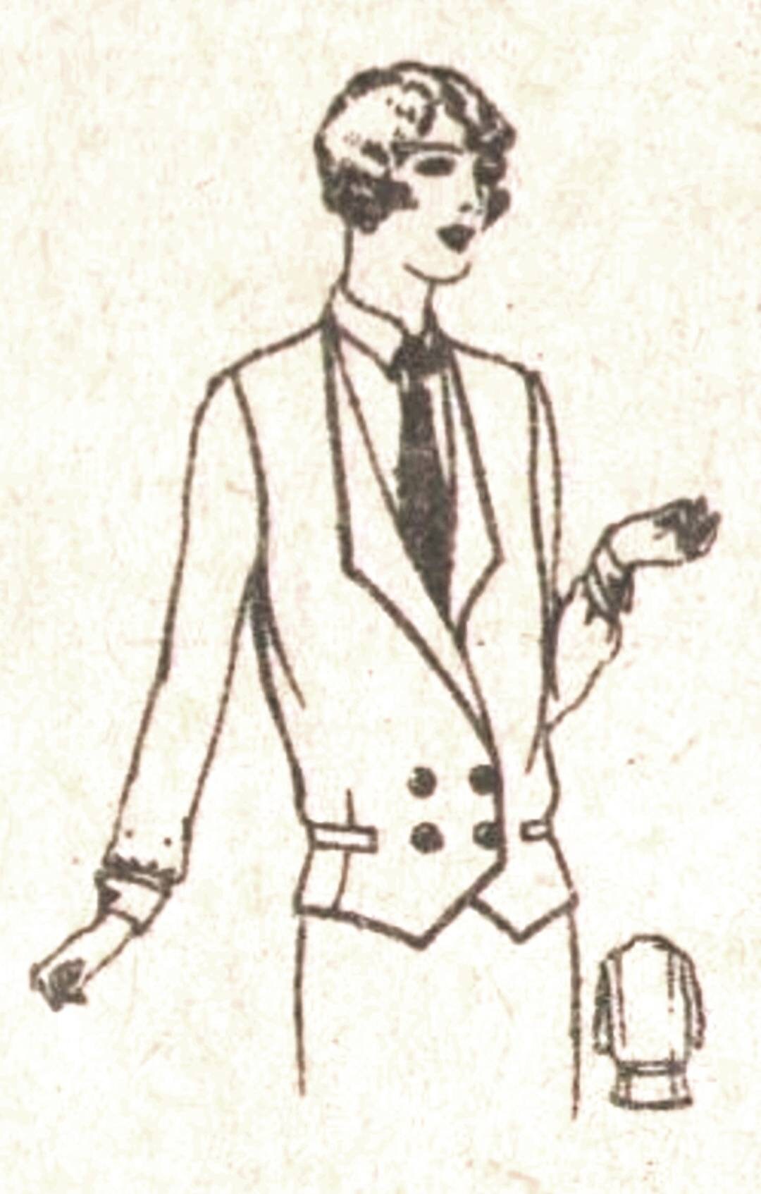 Vintage 100cm/39" Bust Size 1920s Lowered Waistline Double Breast Front ...