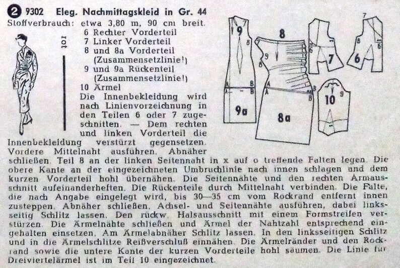 Vintage 98cm/39 Bust Size 1950s Long Sleeve Side Ruched - Etsy