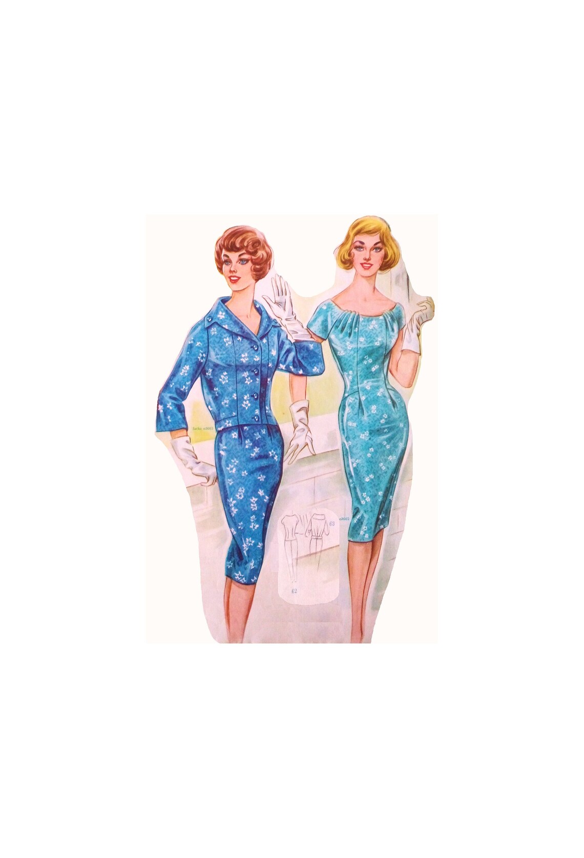 Vintage 92cm/36" Bust Size 1950s Classic Cut Figure Hugging Dress ...