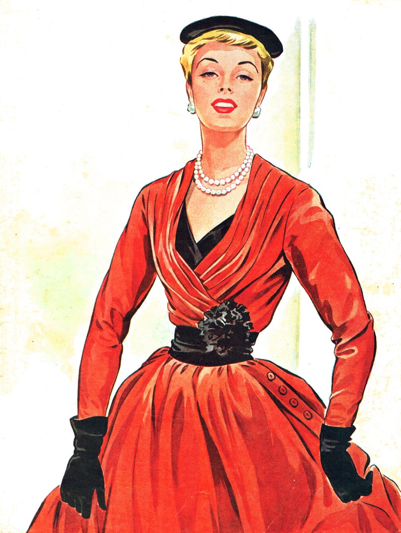 Vintage 92cm/36 Bust Size 1950s Draped Front and Long - Etsy