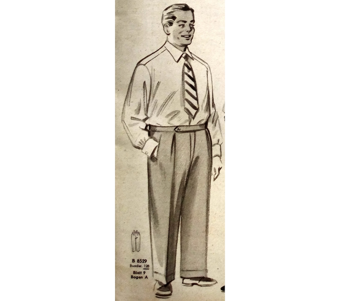 Menswear Vintage 1950s 128cm/50" Waist Measurement Classical Men ...