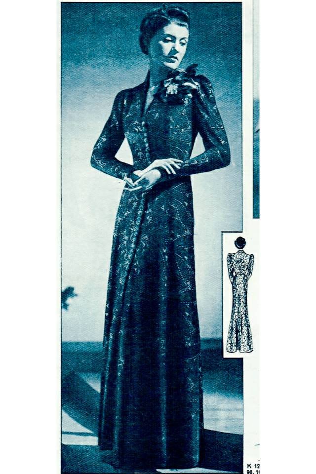 Vintage 112cm/44 Bust Size 1930s Evening / Formal Lace Front Button ...