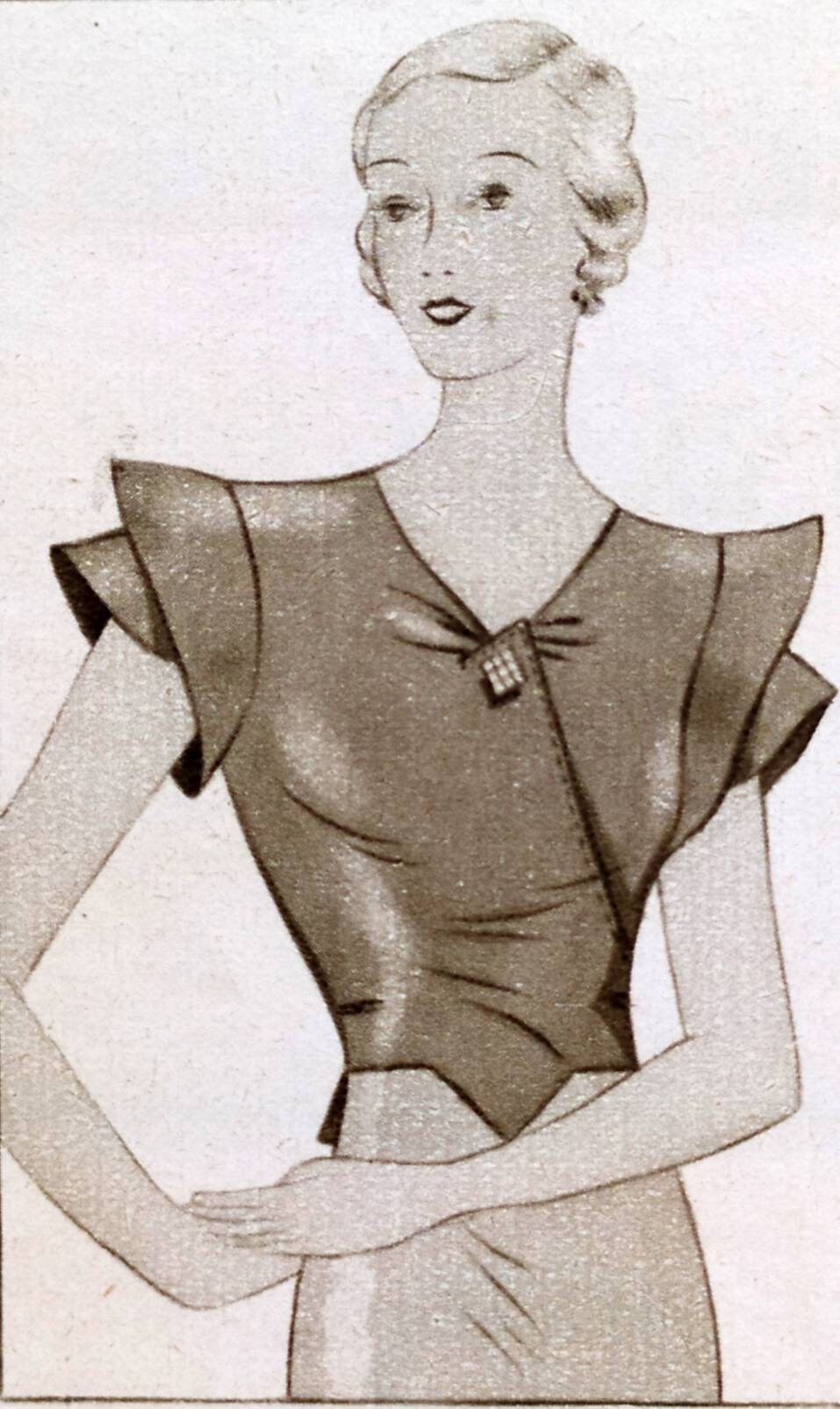 Vintage 100cm/39 Bust Size 1930s Short Sleeve Cross-bodice Side Closure ...