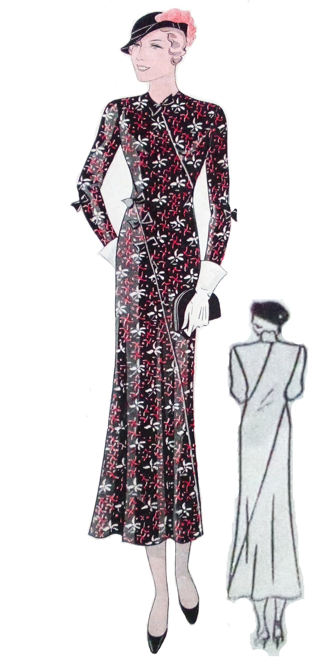 Vintage 40/102cm Bust Size 1934 Diagonal Cut Dress Sewing Pattern. - Etsy