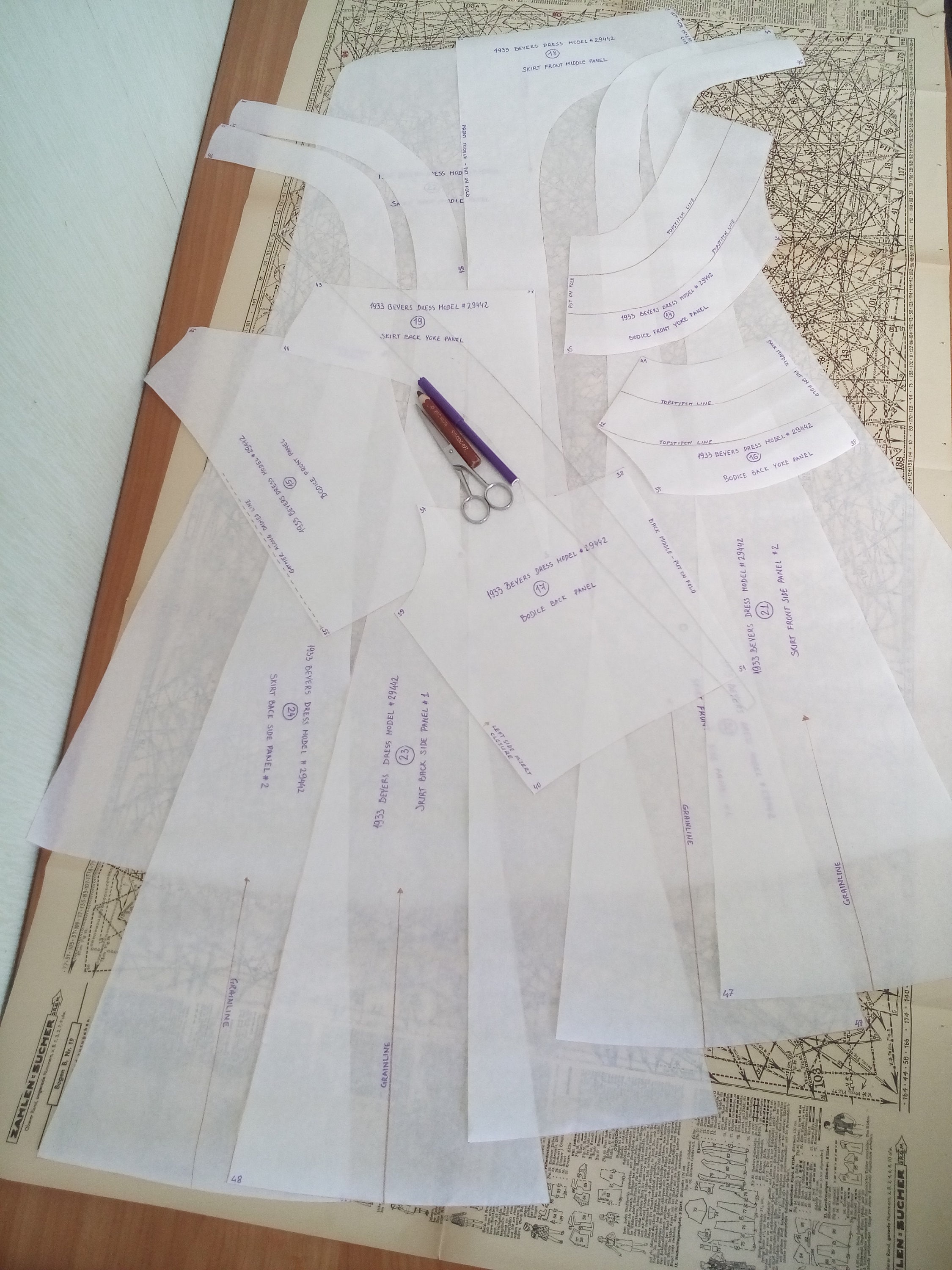 Vintage 40/102cm Bust Size 1934 Diagonal Cut Dress Sewing Pattern. - Etsy