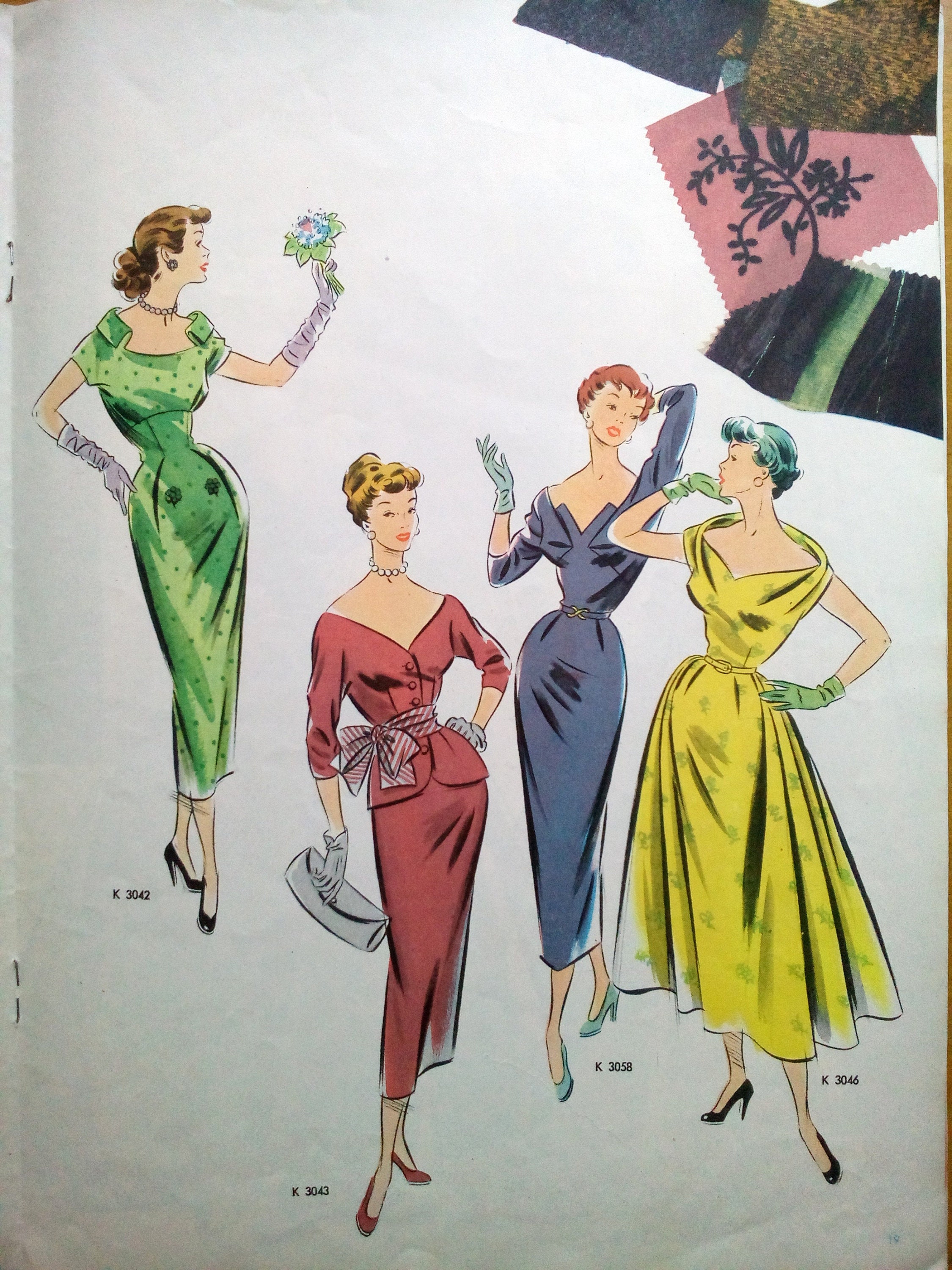Vintage 90cm/35" Bust Size 1953 Summer Cocktail Dress With Front ...