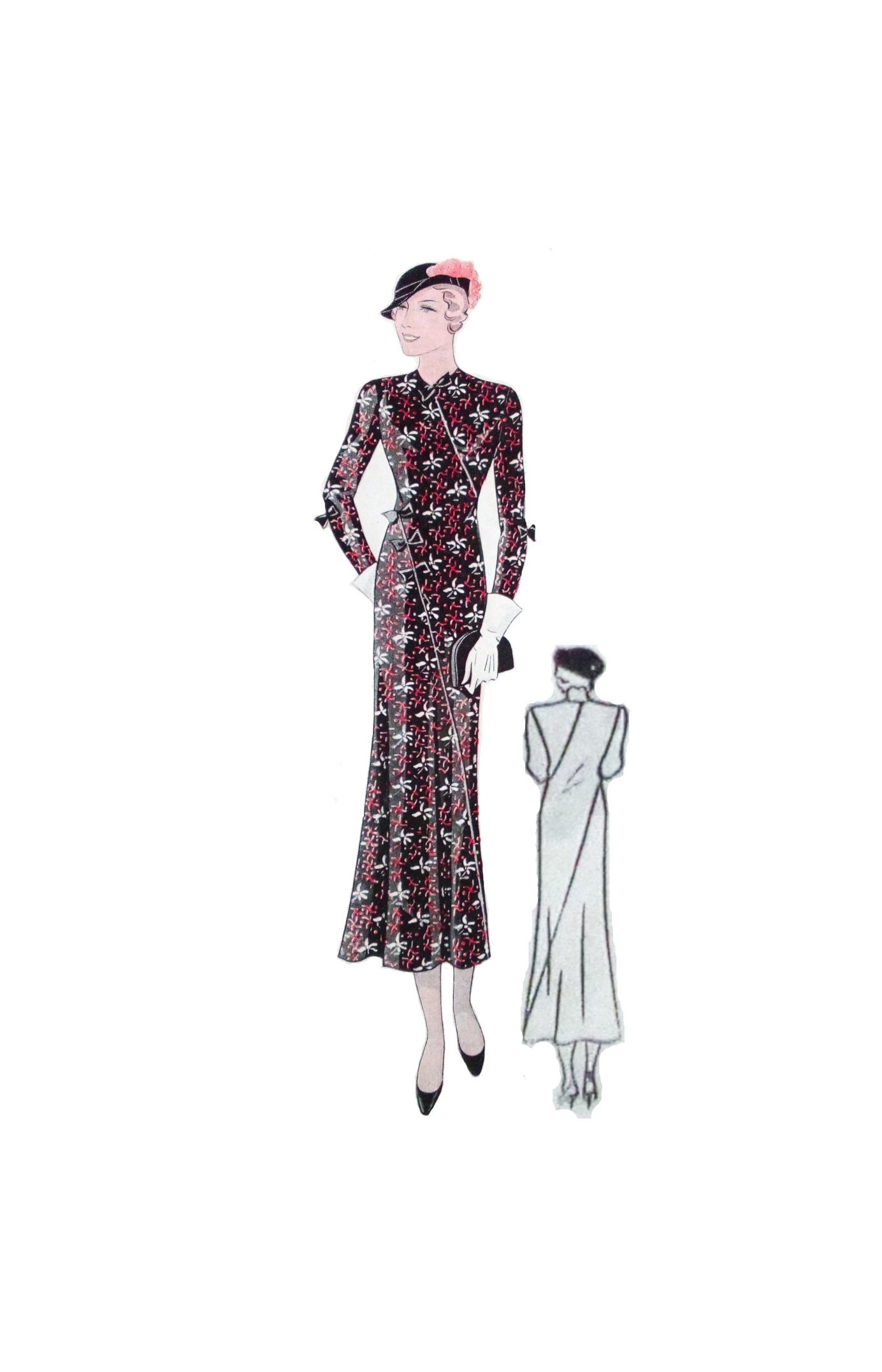 Vintage 40/102cm Bust Size 1934 Diagonal Cut Dress Sewing Pattern. - Etsy