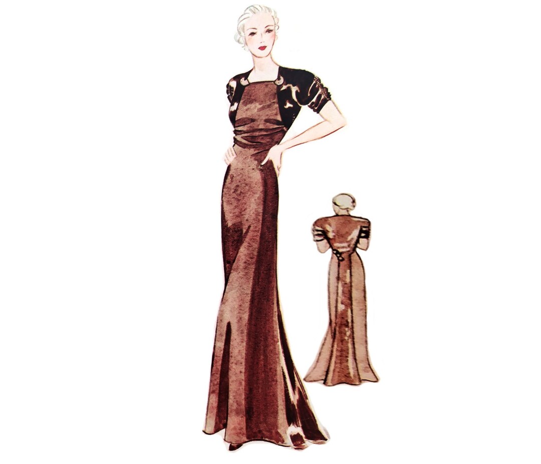 Vintage 102cm/40" Bust Size 1930s Floor Length Formal / Evening Dress ...