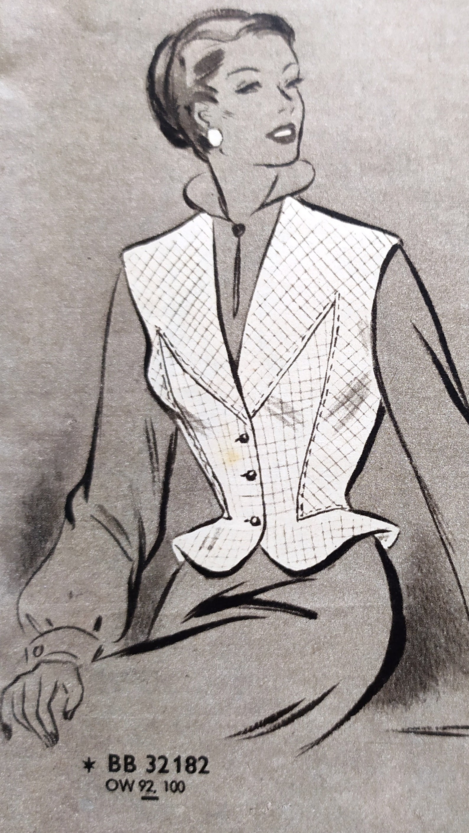 Vintage 92cm/36" Bust Size 1950s Fitted Waistcoat / Vest Sewing Pattern ...