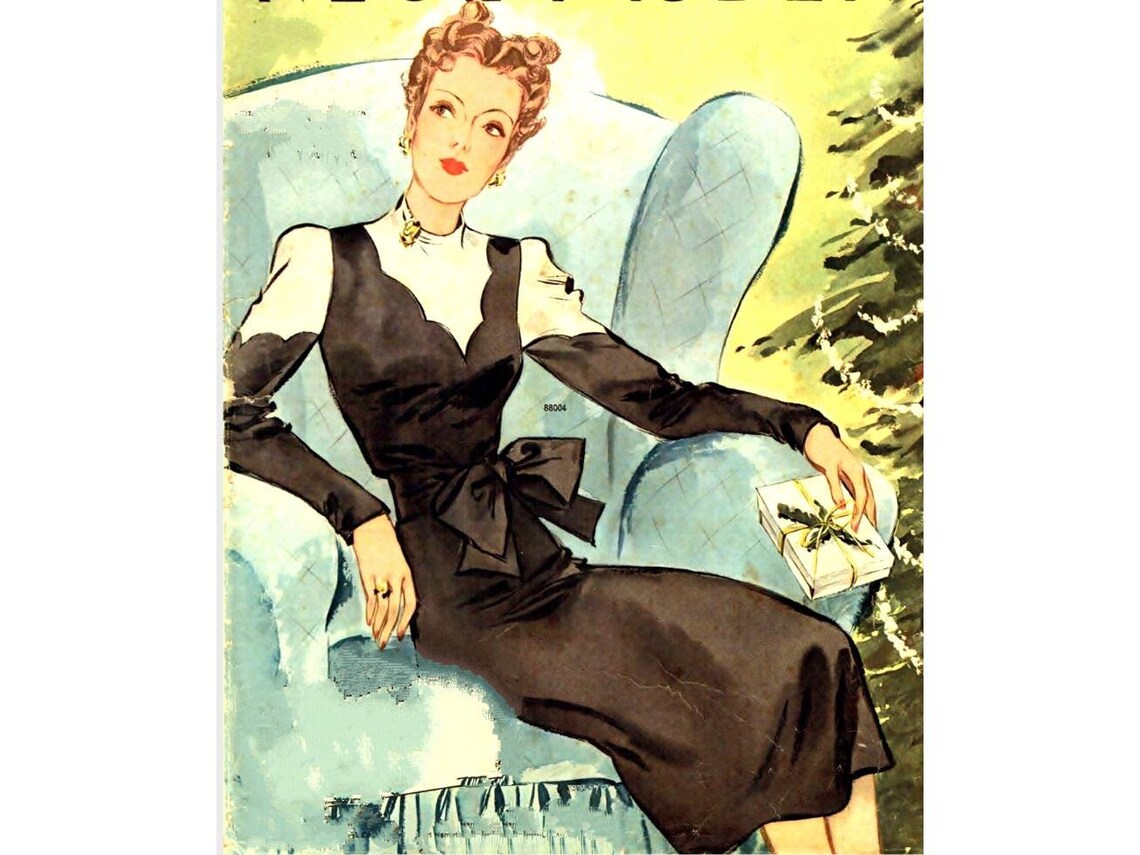 Vintage 102cm/40" Bust Size 1930s Day or Evening Dress Sewing Pattern ...