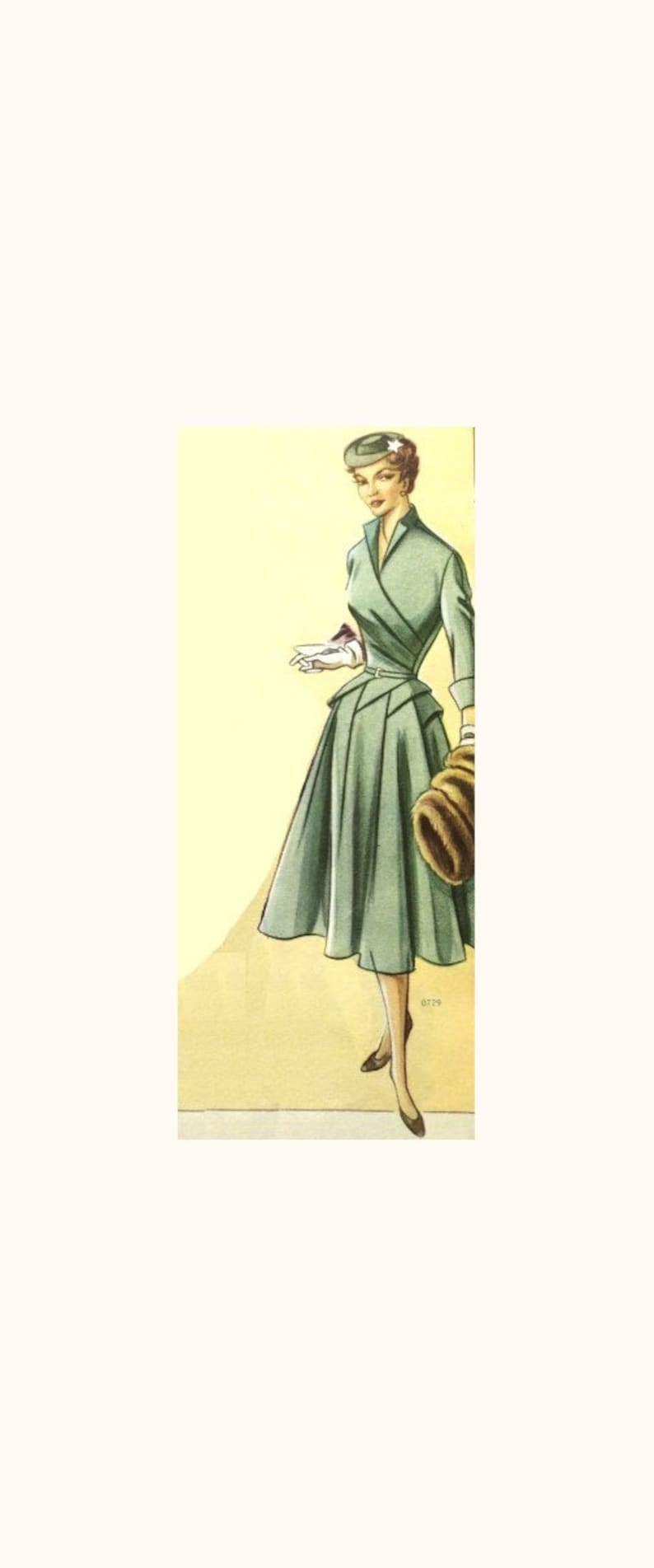 Vintage 88cm/34 Bust Size 1950s 3/4 Sleeve Length Day - Etsy