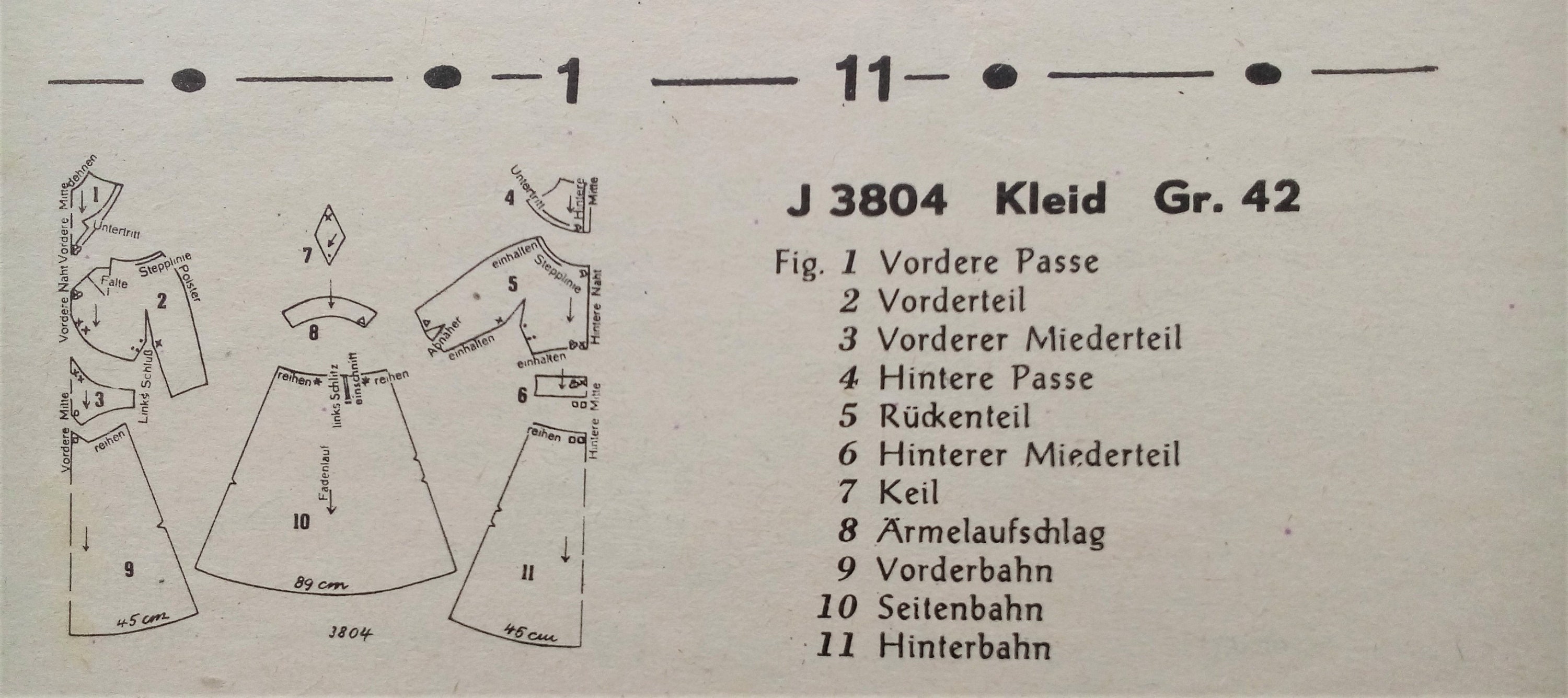 Vintage 92cm / 36" Bust Size 1950s 3/4 Sleeve Length Day Dress Sewing ...