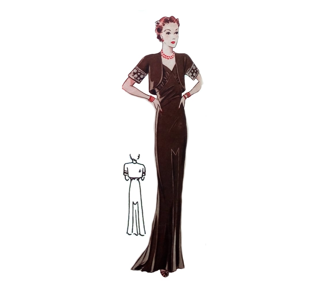 Vintage 102cm/40" Bust Size 1930s Sleeveless Floor Length Formal ...