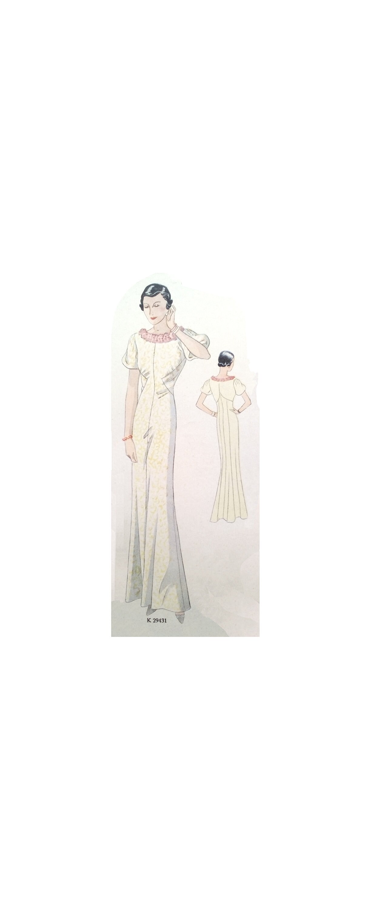 A Vintage 104cm/41 Bust Size 1930s Evening Dress Sewing Pattern. - Etsy