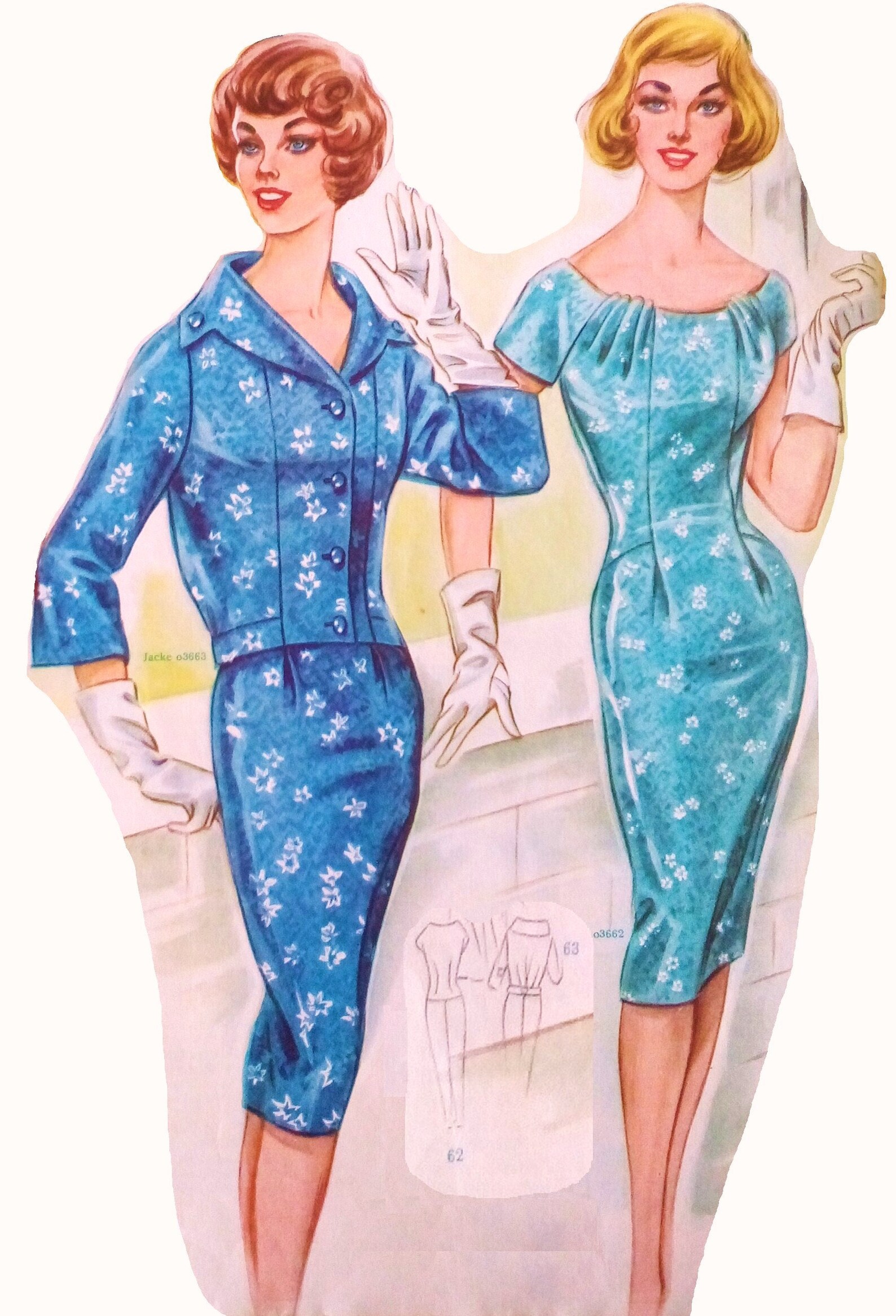 Vintage 92cm/36" Bust Size 1950s Classic Cut Figure Hugging Dress ...