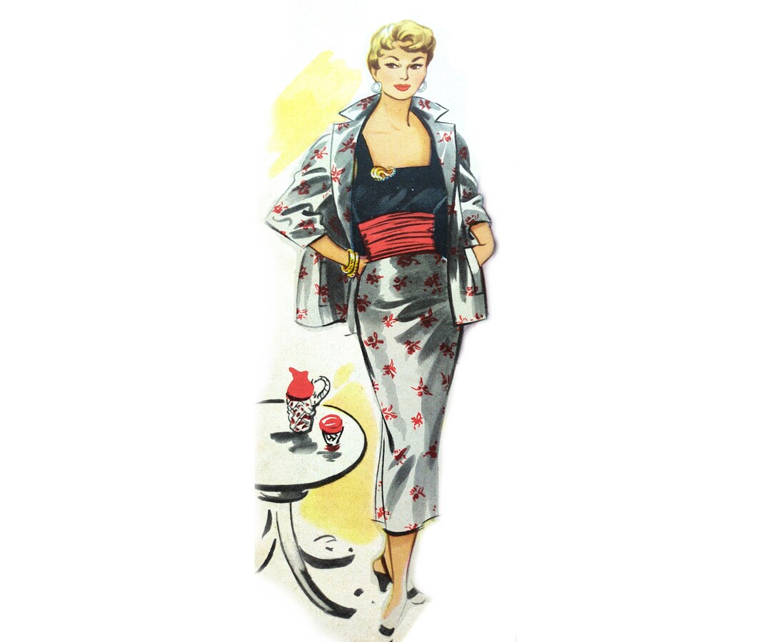 Vintage 98cm/38.6" Bust 1950s Cocktail Dress / Afternoon Dress Sewing ...