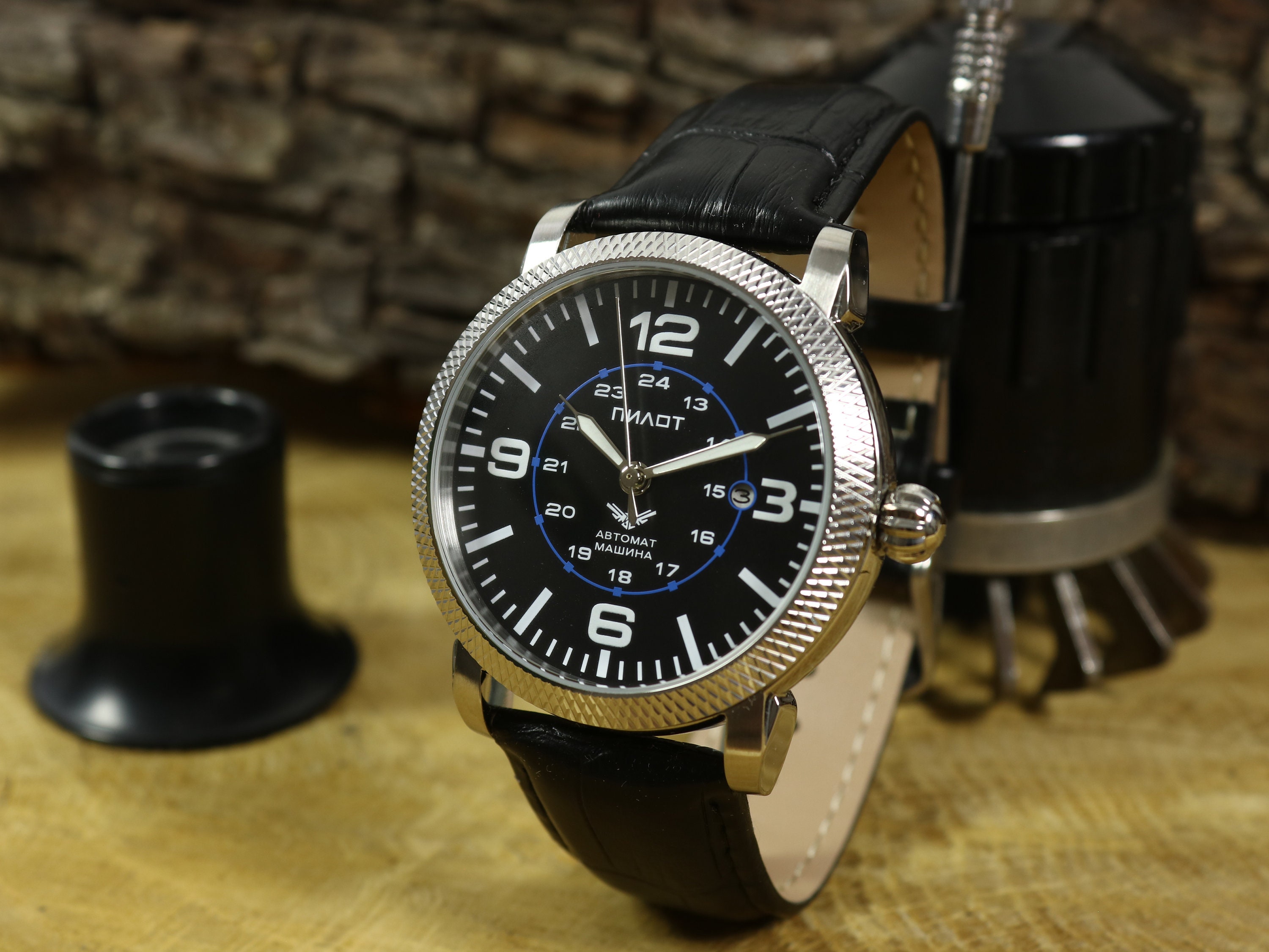 Russian watch Pilot automatic watch retro watch USSR mens | Etsy