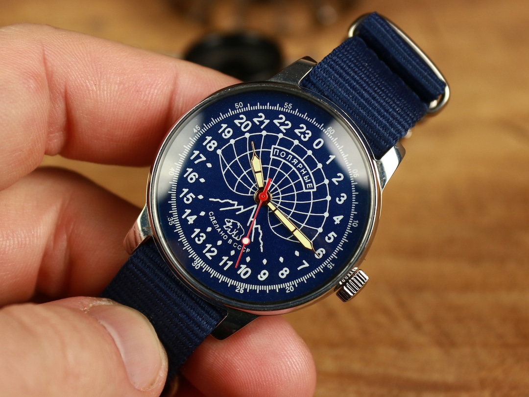Vintage Soviet Watch: Raketa Polar 24-hour Watch Antique USSR Men's ...