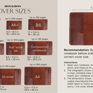 Leather Notebook Cover A4 A5 A6 B5 B6, Personalized Journal Cover ...