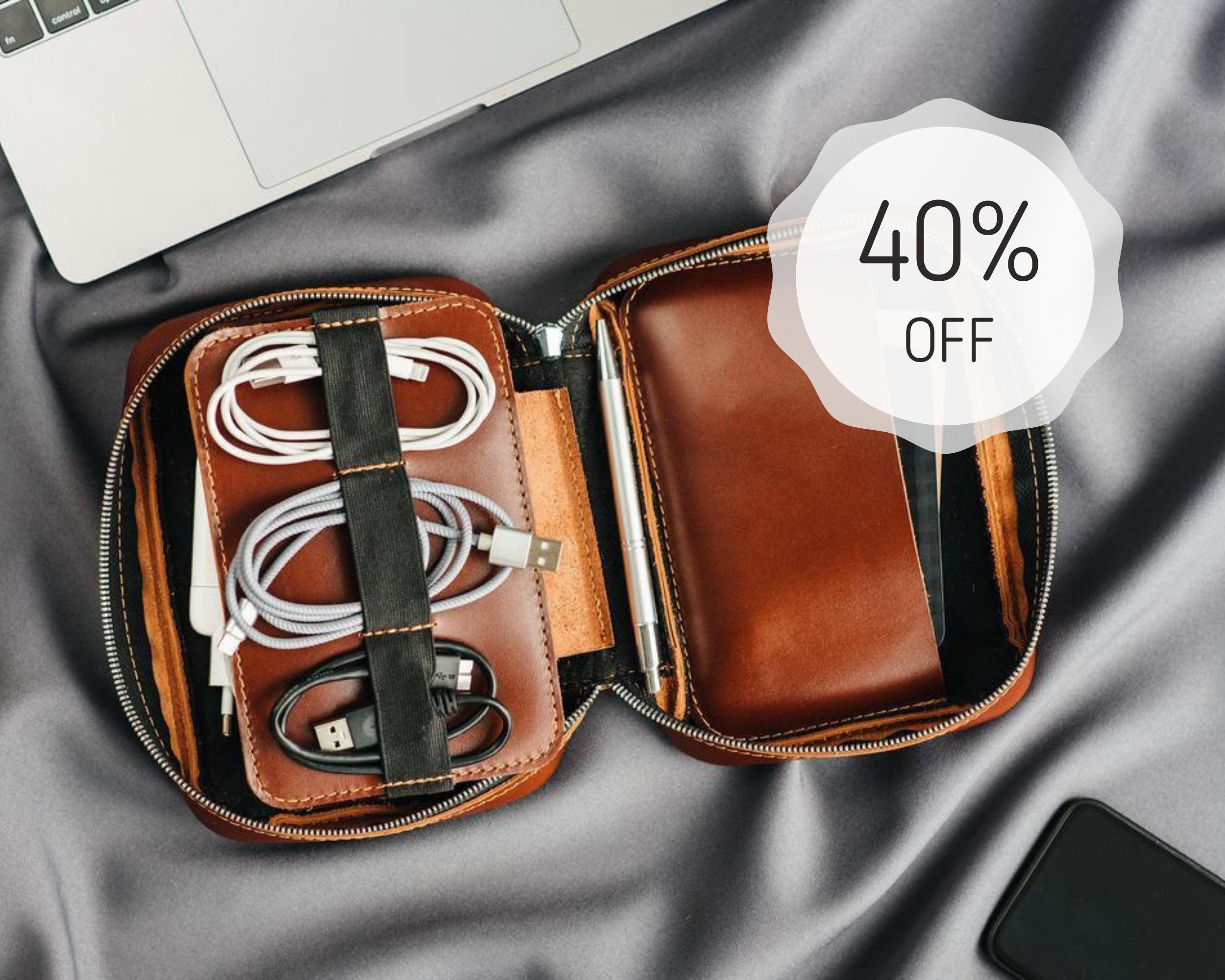 Kabel organizer Kabel organizer Ledertasche für | Etsy