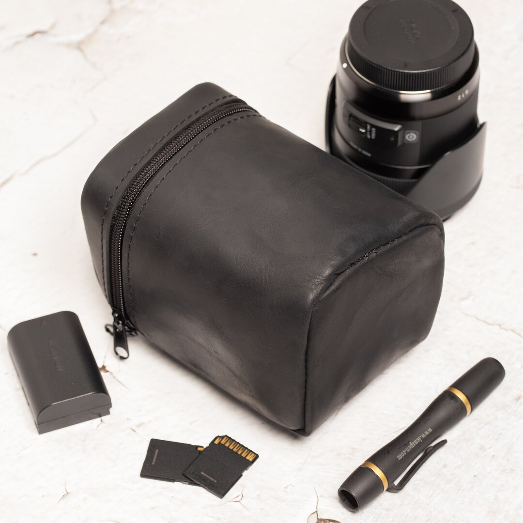 Durable Leather Lens Pouch, Camera Lens Case, Tube for Photographer ...
