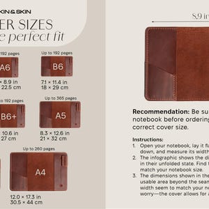 Leather Notebook Cover A4 A5 A6 B5 B6, Personalized Journal Cover ...
