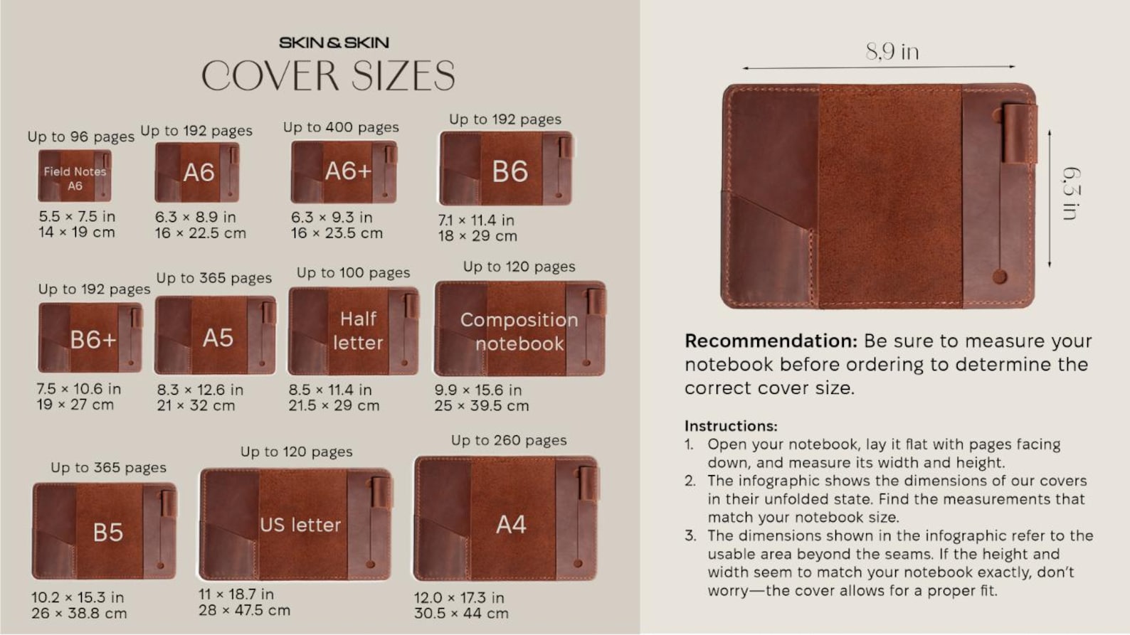 Personalized Leather Notebook Cover, A5, B5 Planner Cover, Custom ...