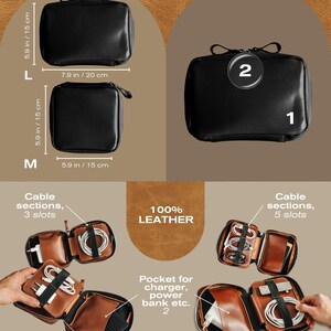 Minimalist Leather Tech Case, Electronic Organizer, Cable Holder ...